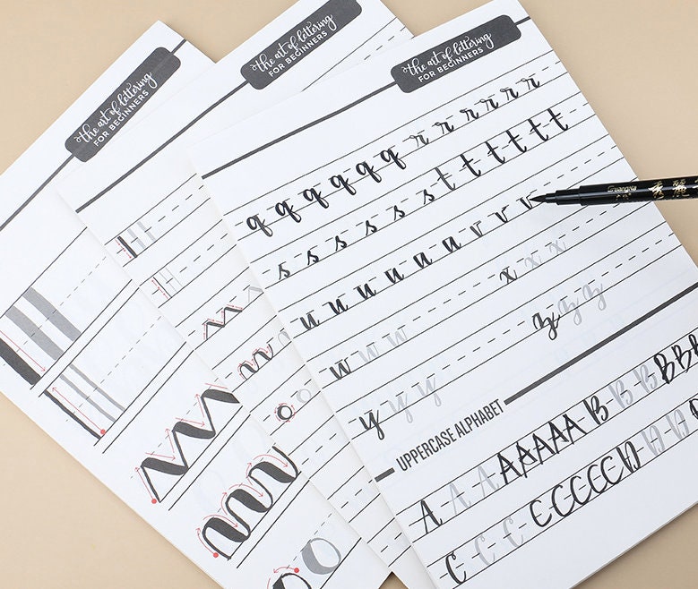 Brush Lettering Practice Sheets for Beginners Calligraphy - Etsy