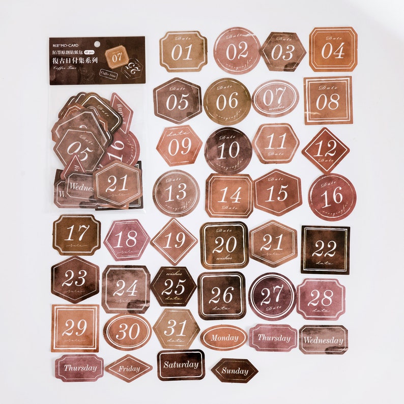 45pcs Calendar Stickers Planner Sticker Pack Date Stickers | Etsy