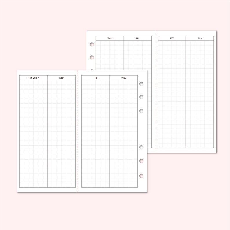 Printed Undated Fold Out Vertical Weekly Planner Inserts | Etsy