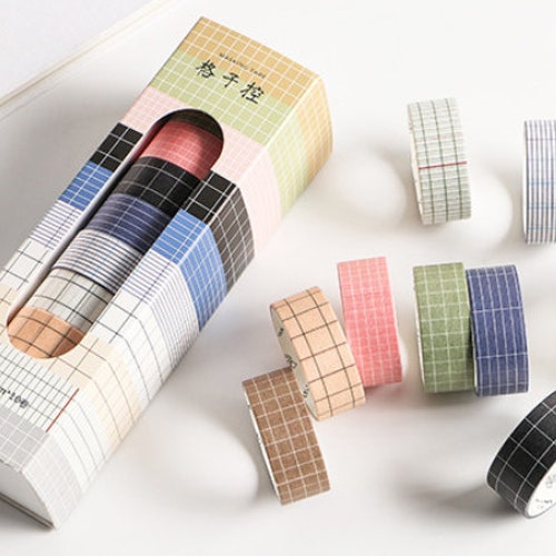 Solid Color and Plaid Washi Tape Set Bullet Journal - Etsy