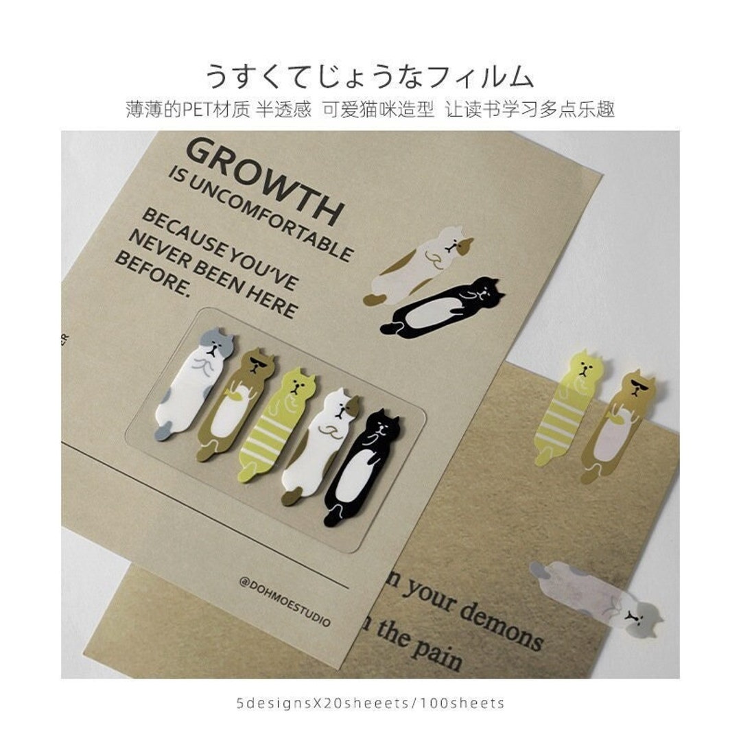 Kawaii Cats Transparent Sticky Tabs | Book Annotation Book Tabs | Index ...