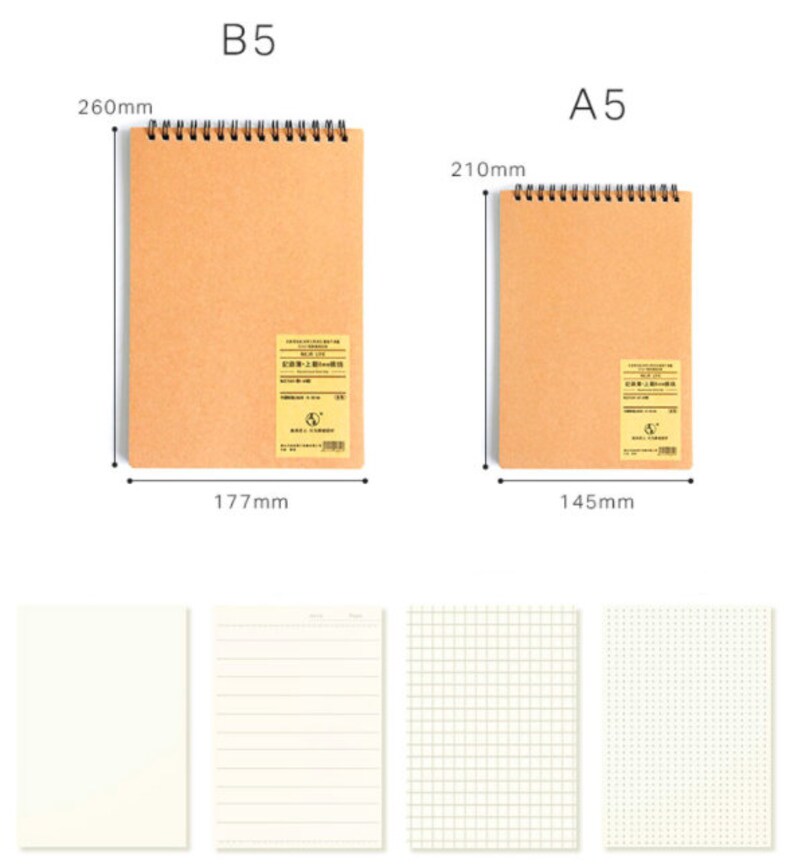 A5 B5 Minimalist Spiral Notebook No Bleed Bullet Journal Etsy