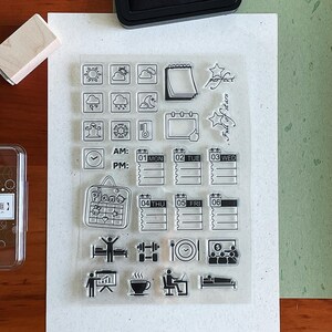 Weather Daily Routine Clear Stamp | Work Plan Transparent Rubber Stamps ...