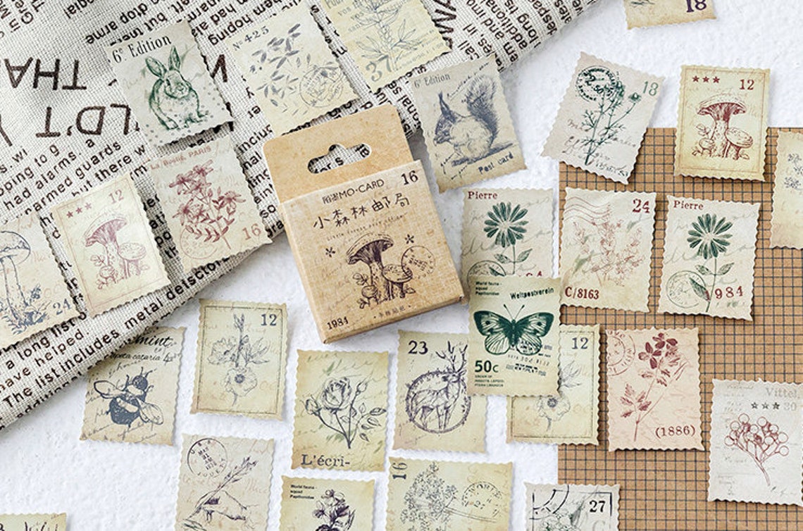 46pcs Vintage Forest Stamp Sticker Pack / Junk Journal / | Etsy