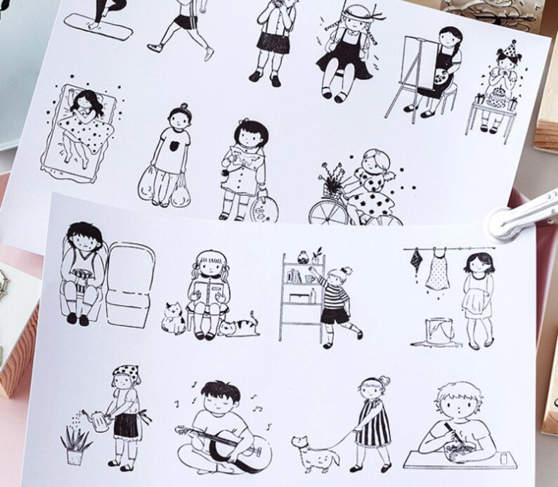 Drawing Rubber Stamp Wooden Stamp Set Scrapbooking Stamp - Etsy