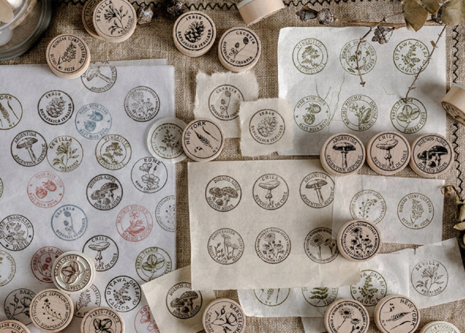 Circle Flower Stamp Wooden Stamp Set Bullet Journal - Etsy