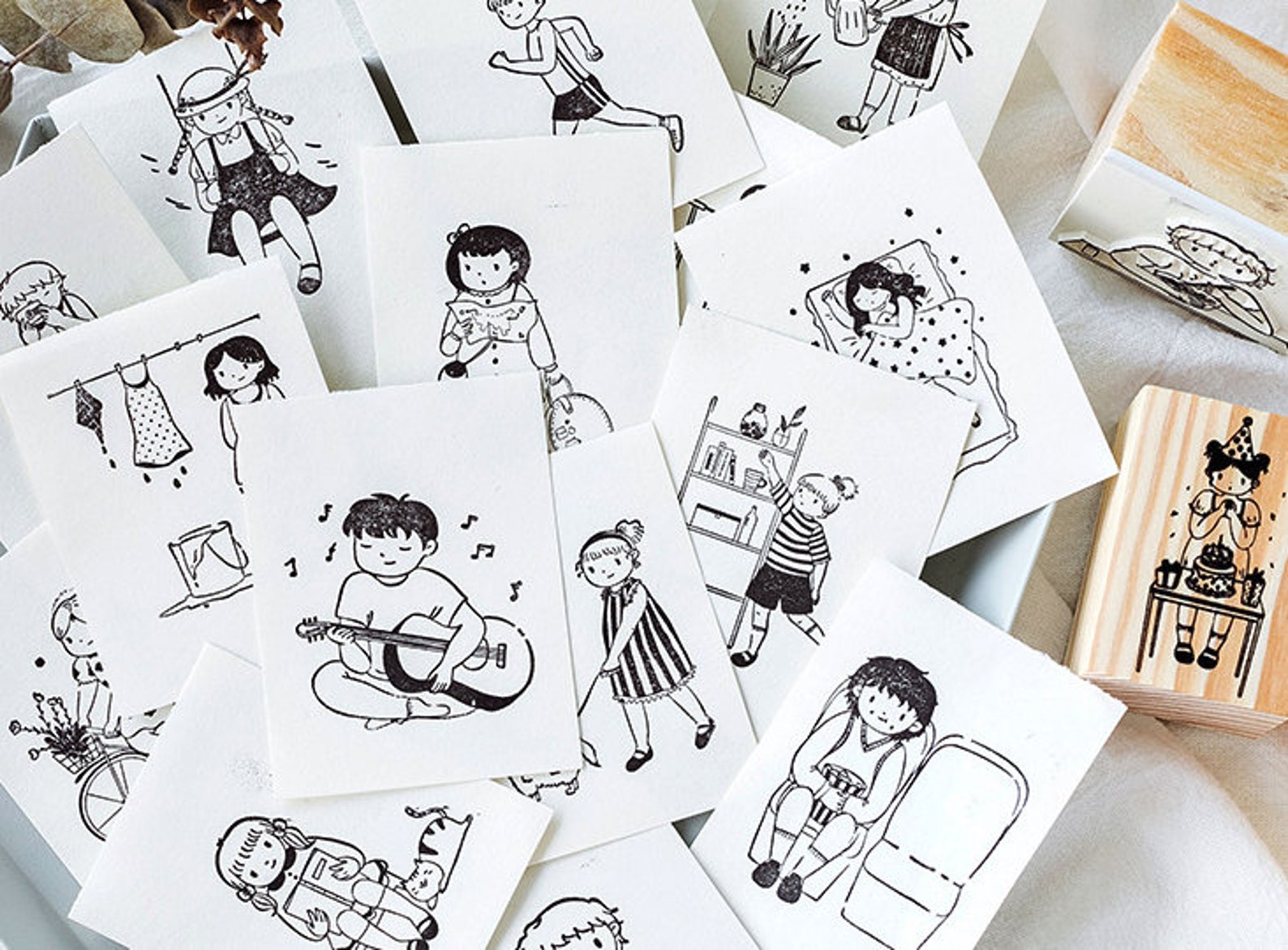 Drawing Rubber Stamp Wooden Stamp Set Scrapbooking Stamp | Etsy