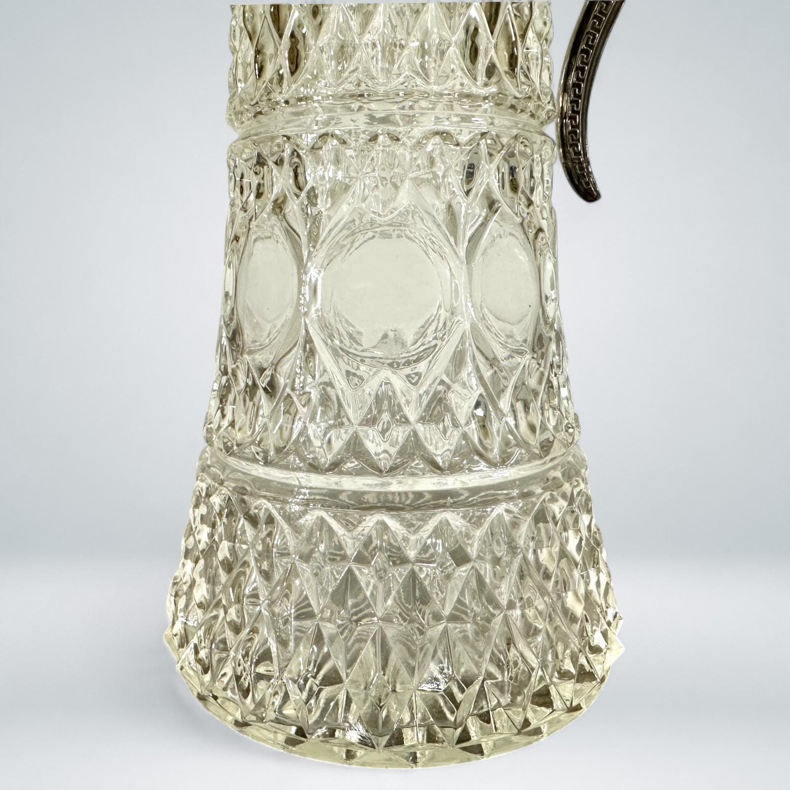 Vintage Silverplate and Pressed Glass Claret, Carafe, Pitcher, 13" Tall ...