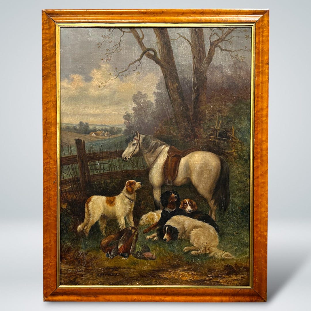 Antique Oil, Signed Royle, English Horse/dogs Hunt Scene, Manner of ...