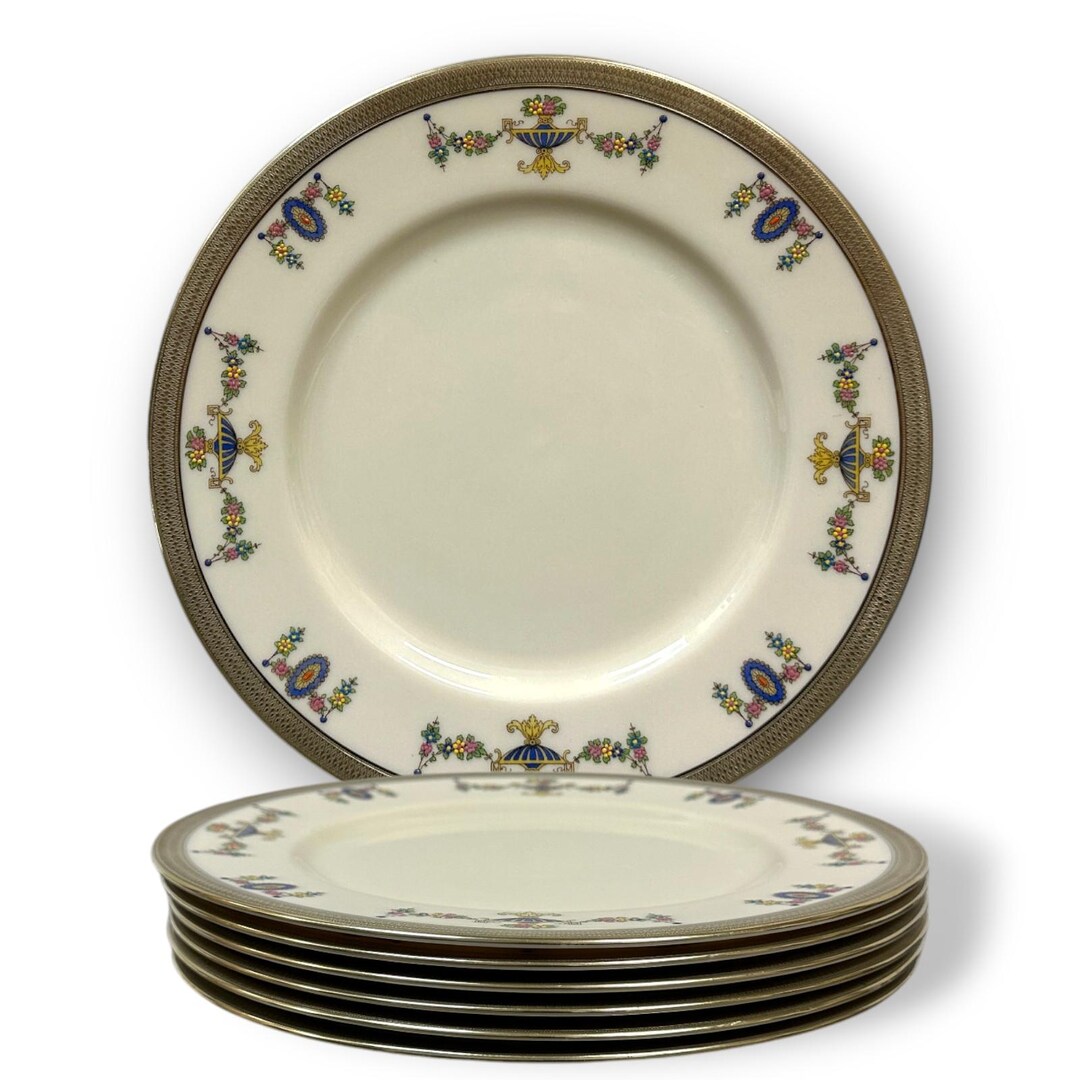 Set of 7 Lenox "colonial" Silver Encrusted Dinner Plates, 10 3/8", 1920 ...