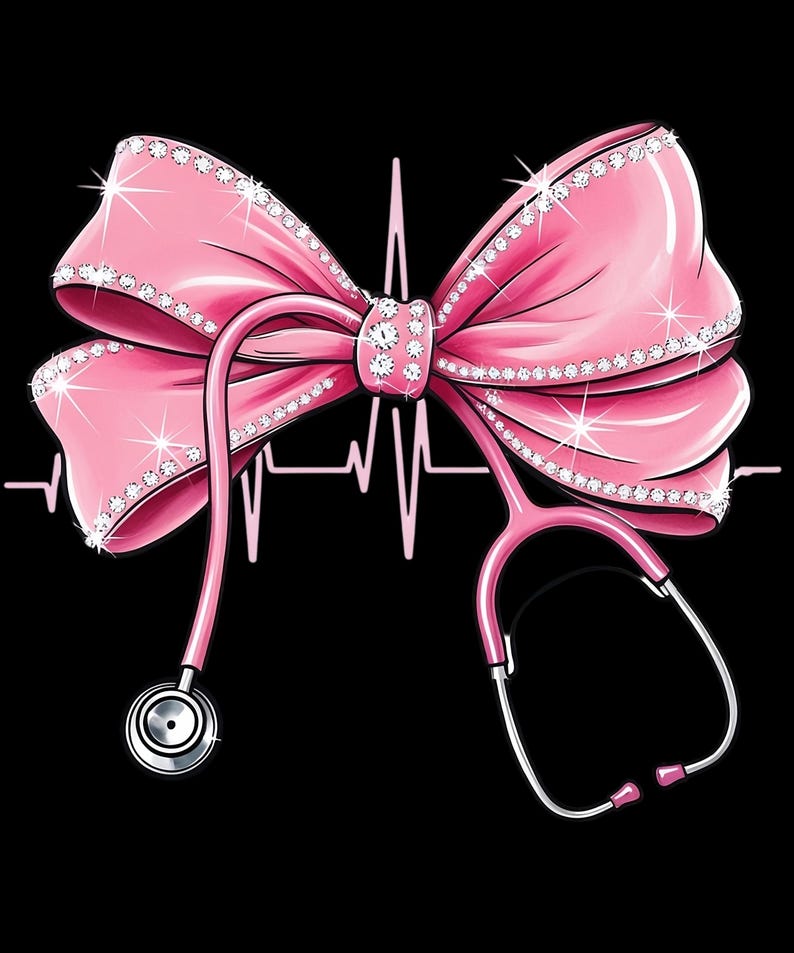 Diamond Nurse Bow PNG: Retro Stethoscope Design (digital Download) - Etsy