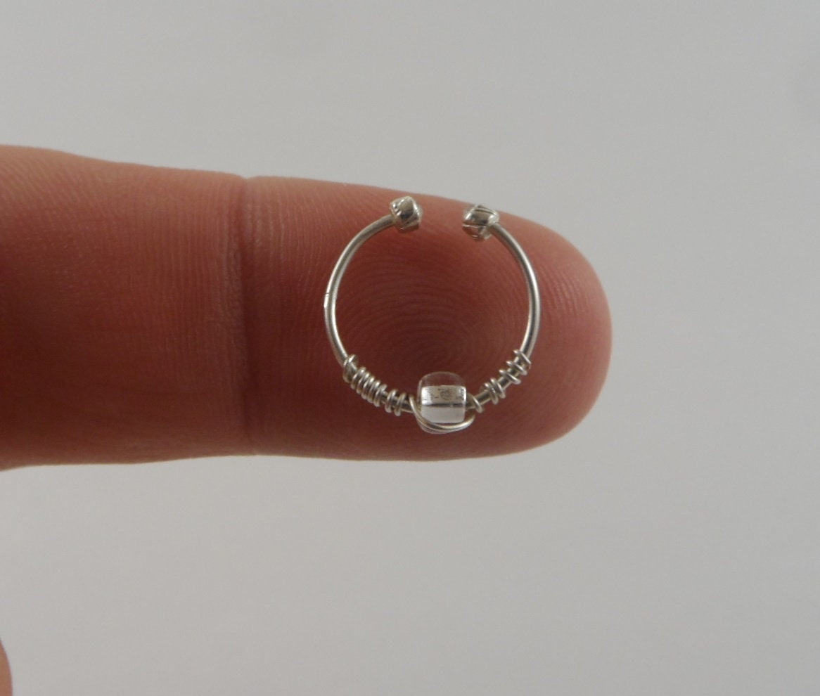 Sterling Silver Septum Ring With Clear Accent Faux Septum | Etsy
