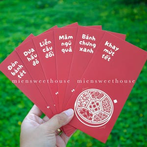 Set of 48 Red Lucky Money Envelopes – 6 Vietnamese Tet Designs – Red ...