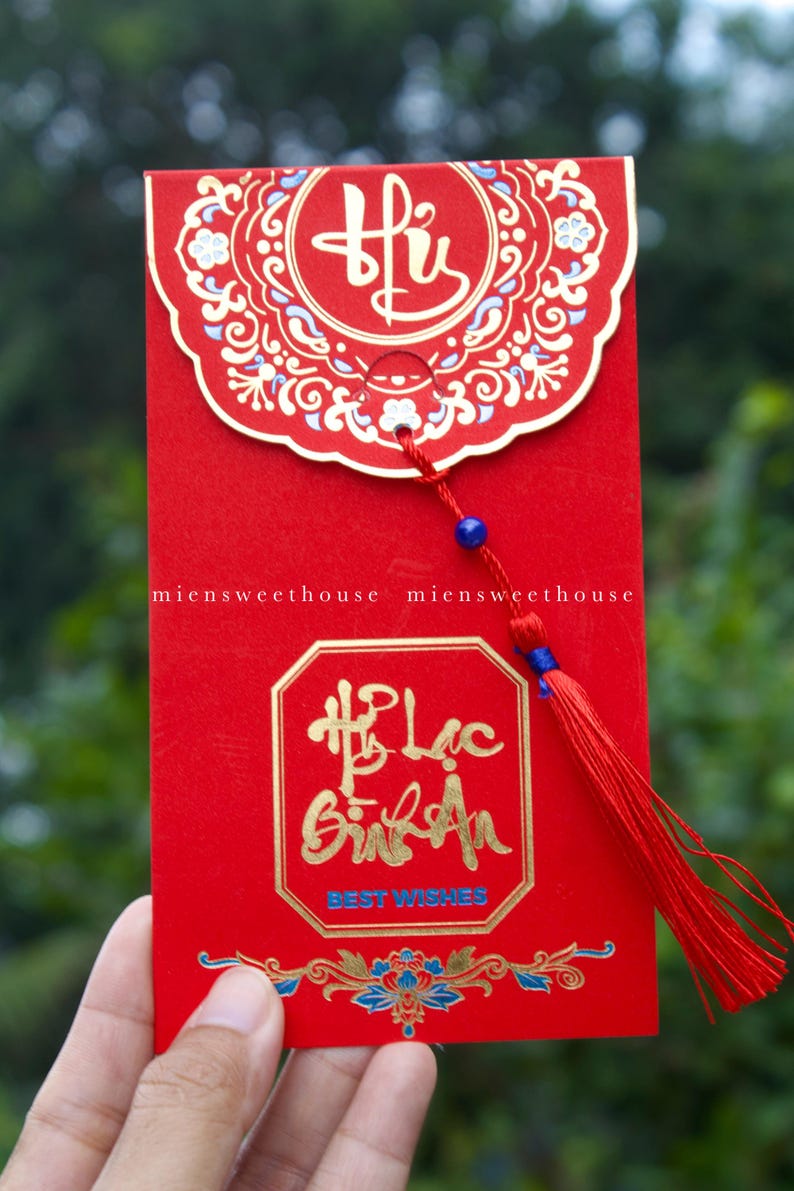 Vietnamese Wedding Red Envelopes: Double Happiness Symbol - Set of 12 ...