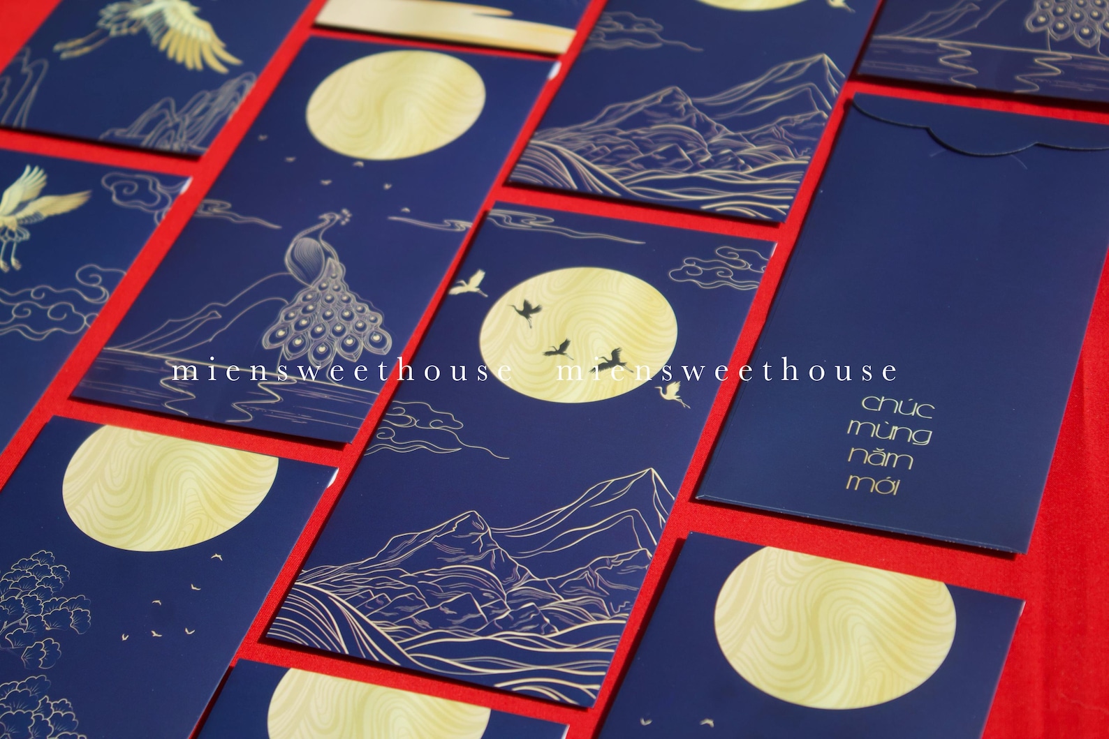 Set of 48 Vietnamese Lunar New Year Envelopes – Elegant Moon & Crane ...
