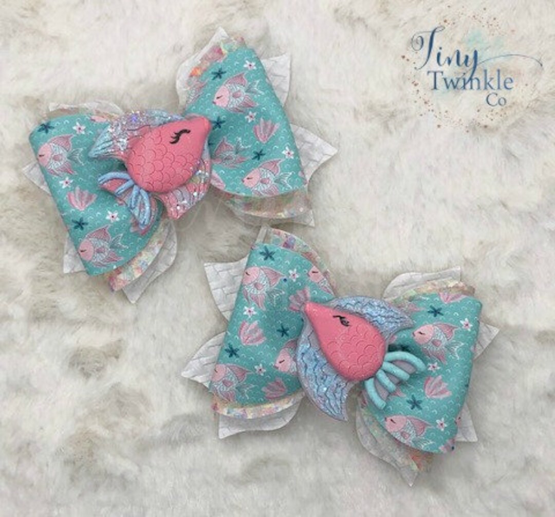 Pink Angel Fish Hair Bow- Under the Sea Collection- Girl's Hairbow - Etsy