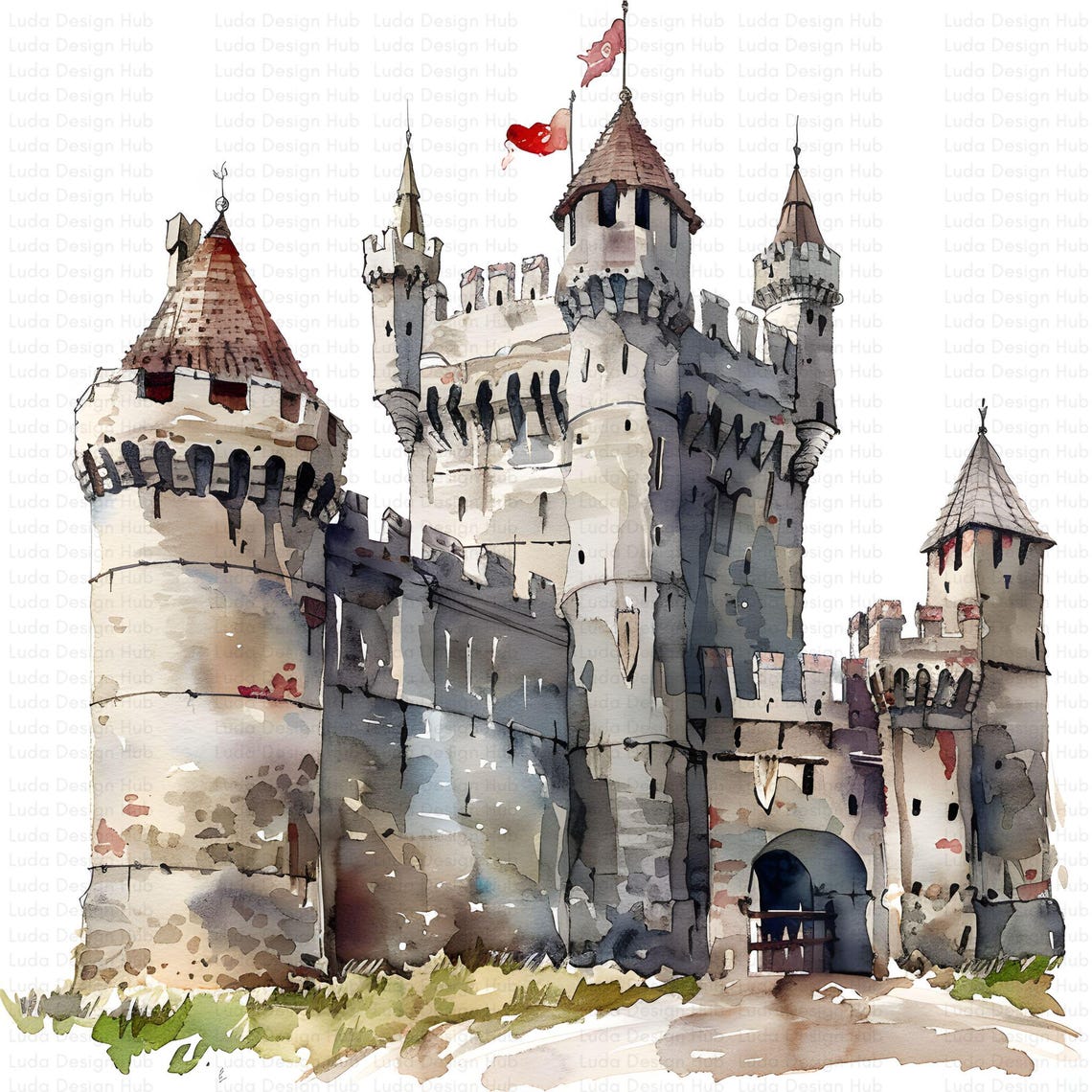 Old English Medieval Castle Clipart for Commercial Use-majestic ...