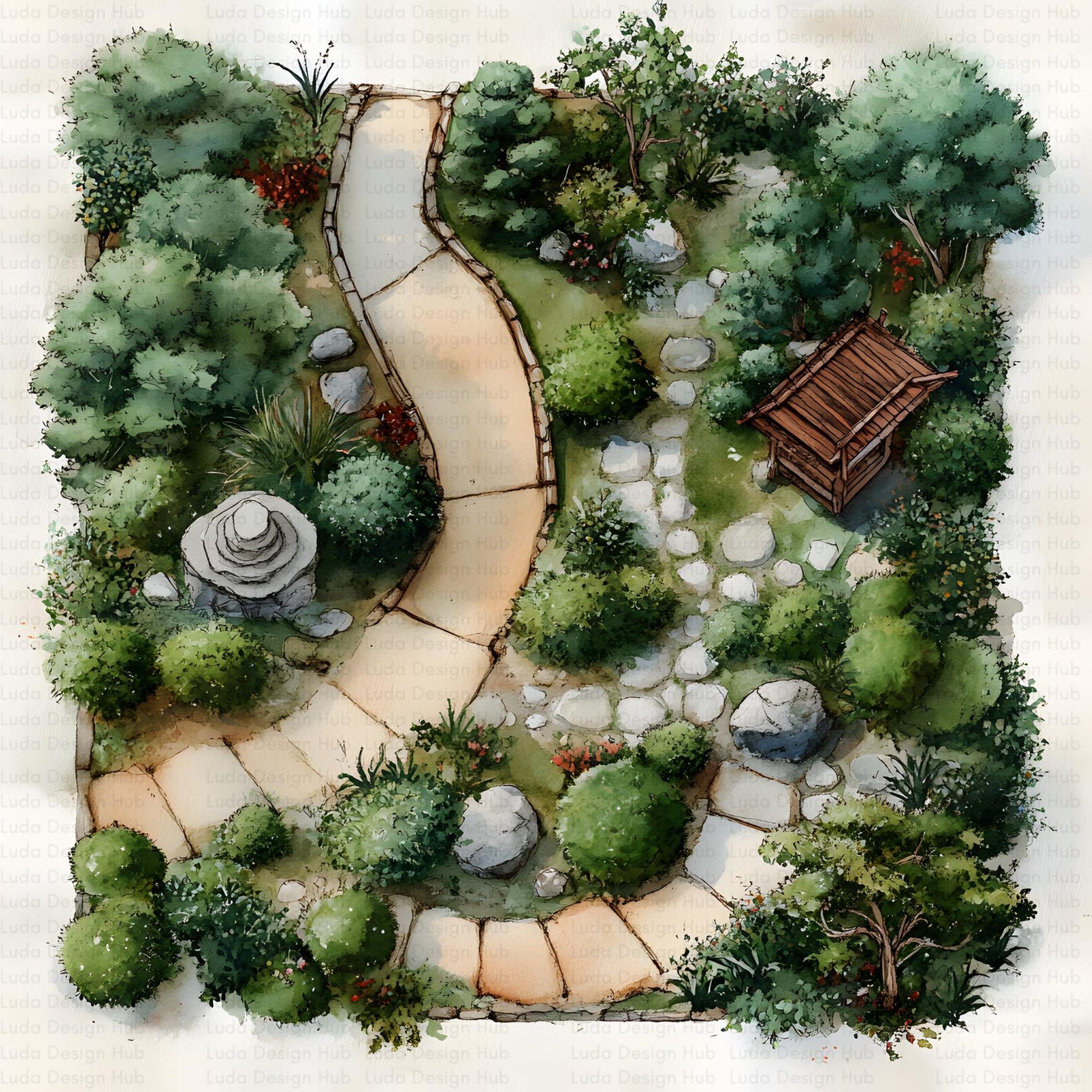 Japanese Zen Garden Aerial View Layout - Perfect for Art Projects ...