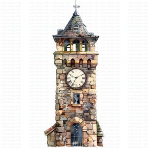 Old English Stone Clocktower Clipart for Commercial Use, Charming Historical Image, Crafts ...
