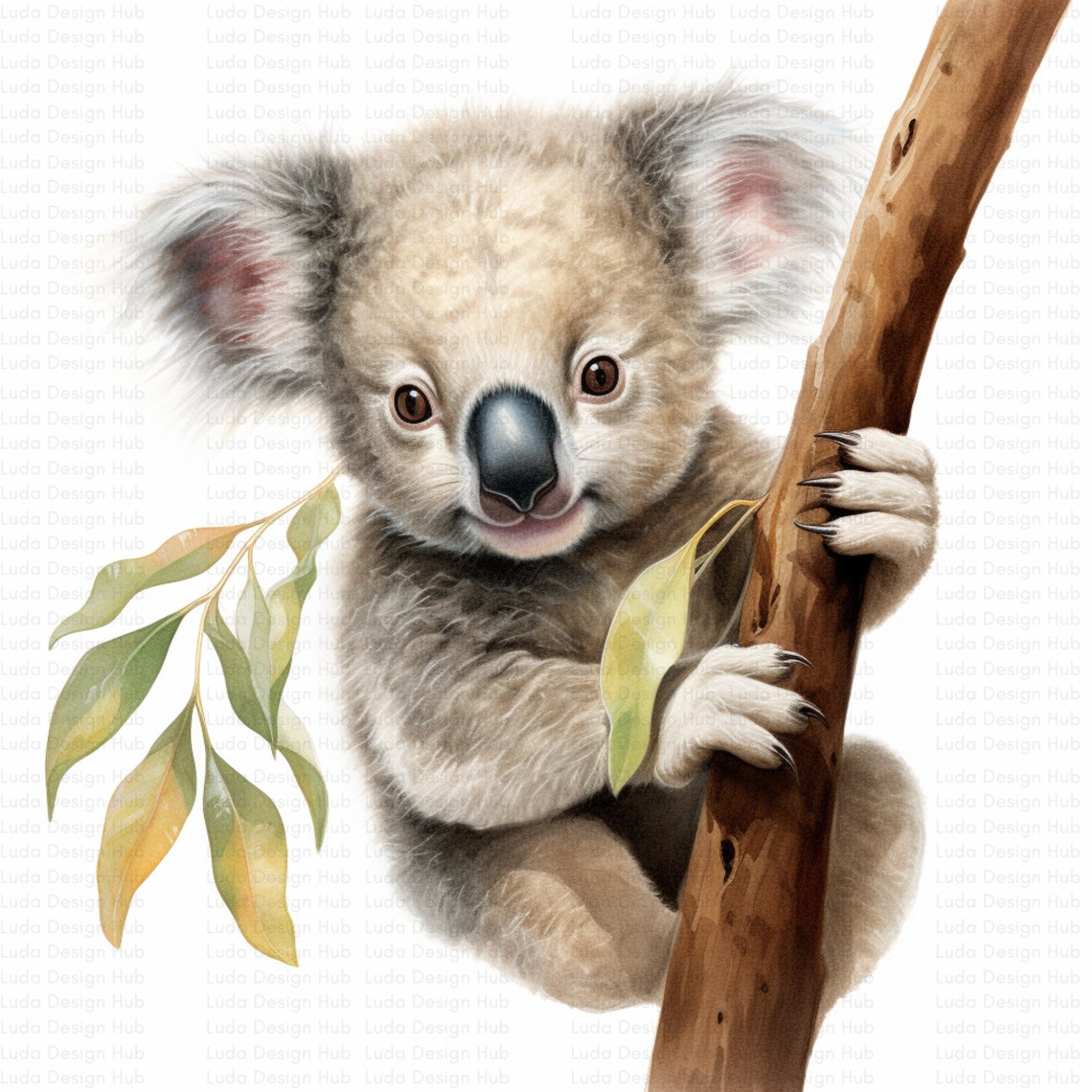 Cute Watercolor Baby Koala Clipart Digital Download, Australian ...