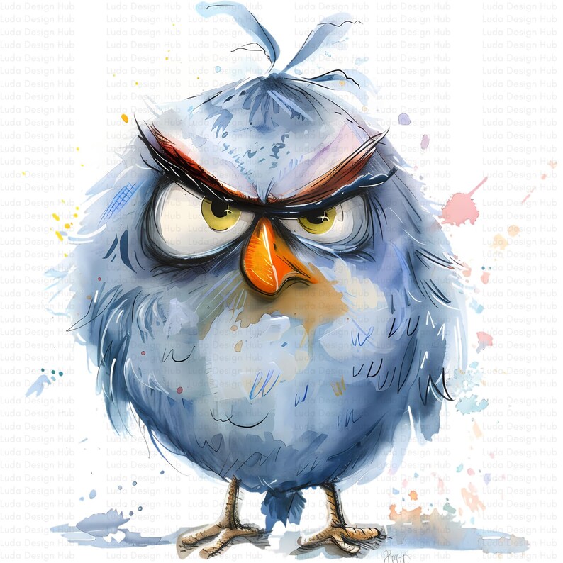 14 Grumpy Birds Clipart Collection , Premium Watercolor Clipart, High ...