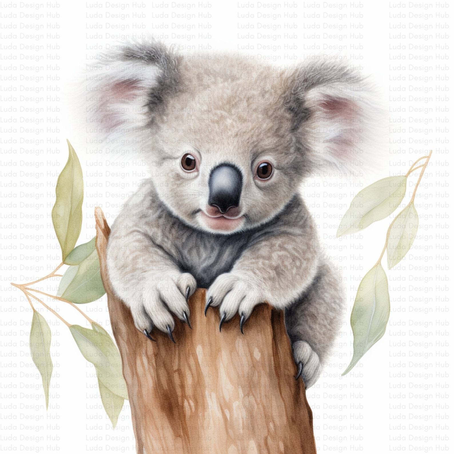 Cute Watercolor Baby Koala Clipart Digital Download, Australian ...