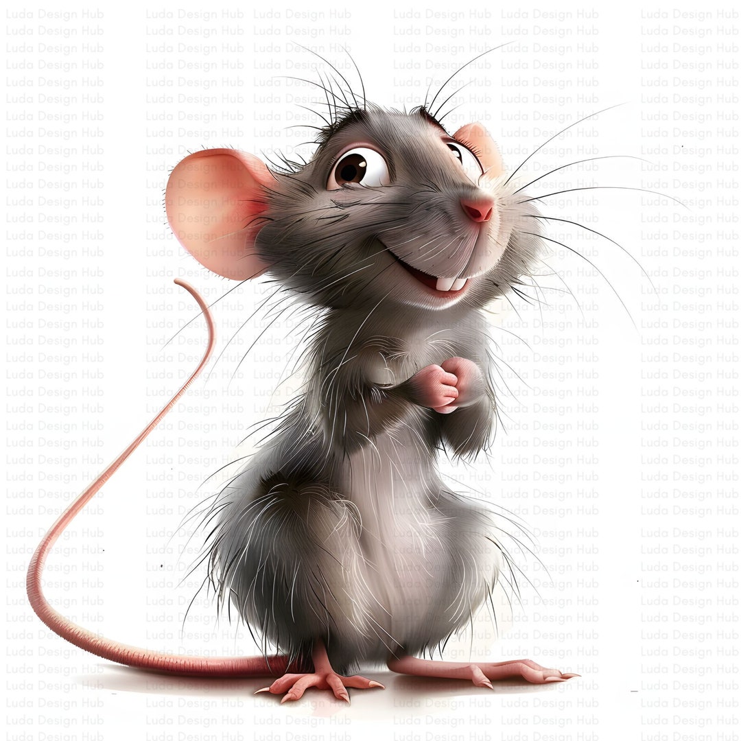 Cute Funny Rat Cartoon Clipart for Commercial Use - Rat Illustrations ...
