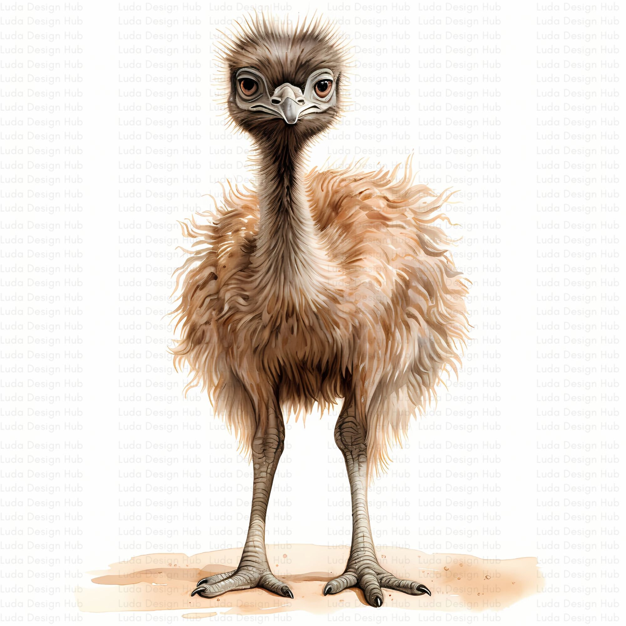 Cute Agile Baby Emu Clipart: 10 Watercolor Images Perfect for Art ...