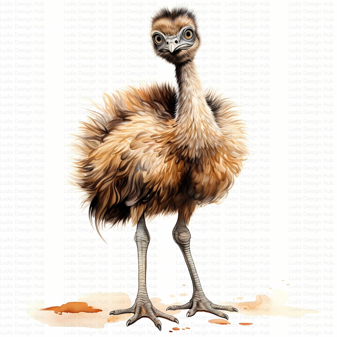 Cute Agile Baby Emu Clipart: 10 Watercolor Images Perfect for Art ...