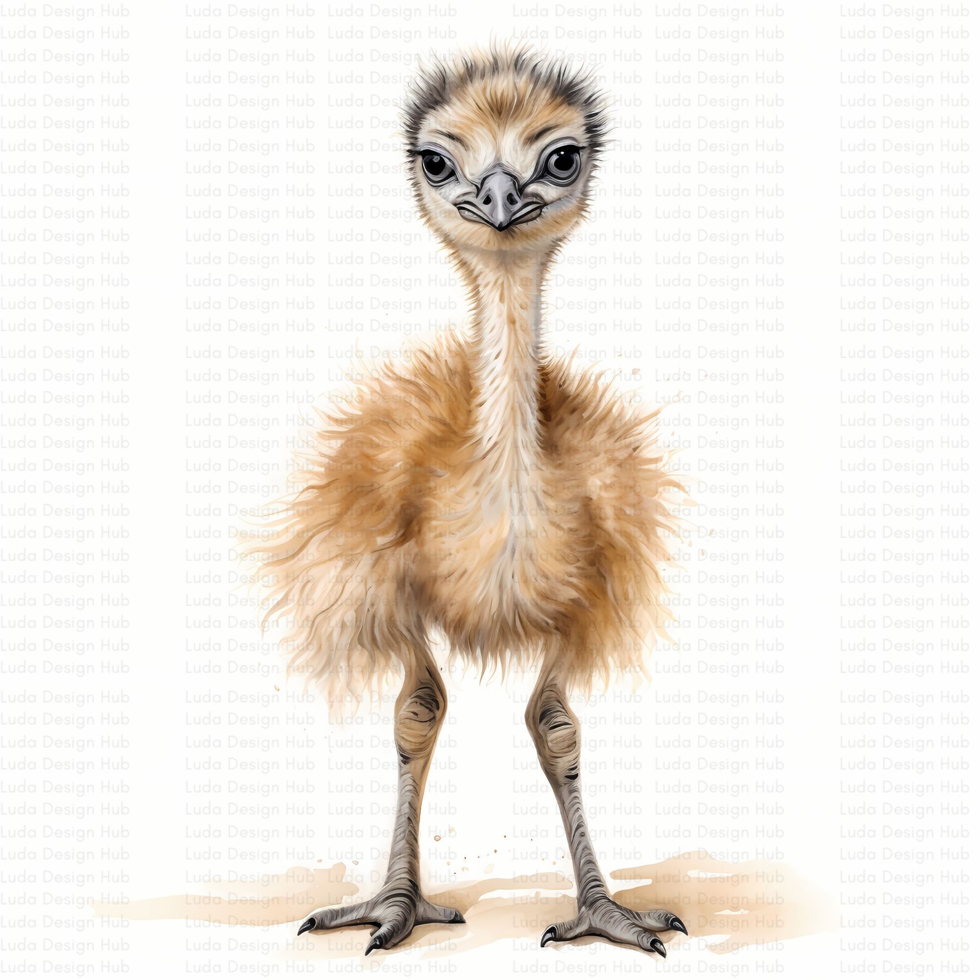 Cute Agile Baby Emu Clipart: 10 Watercolor Images - Perfect for Art ...