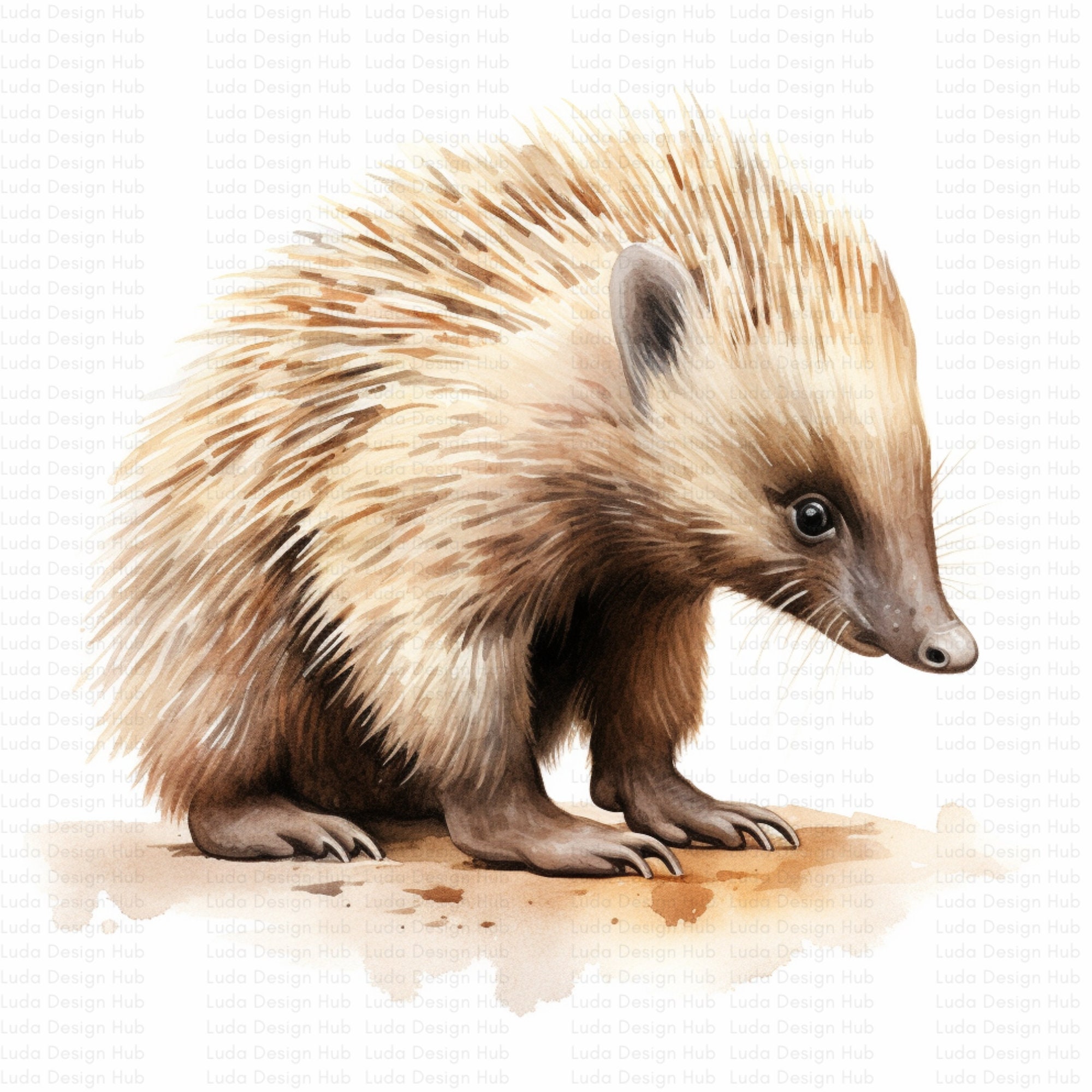 Cute Watercolor Baby Echidna Clipart Digital Download, Australian ...