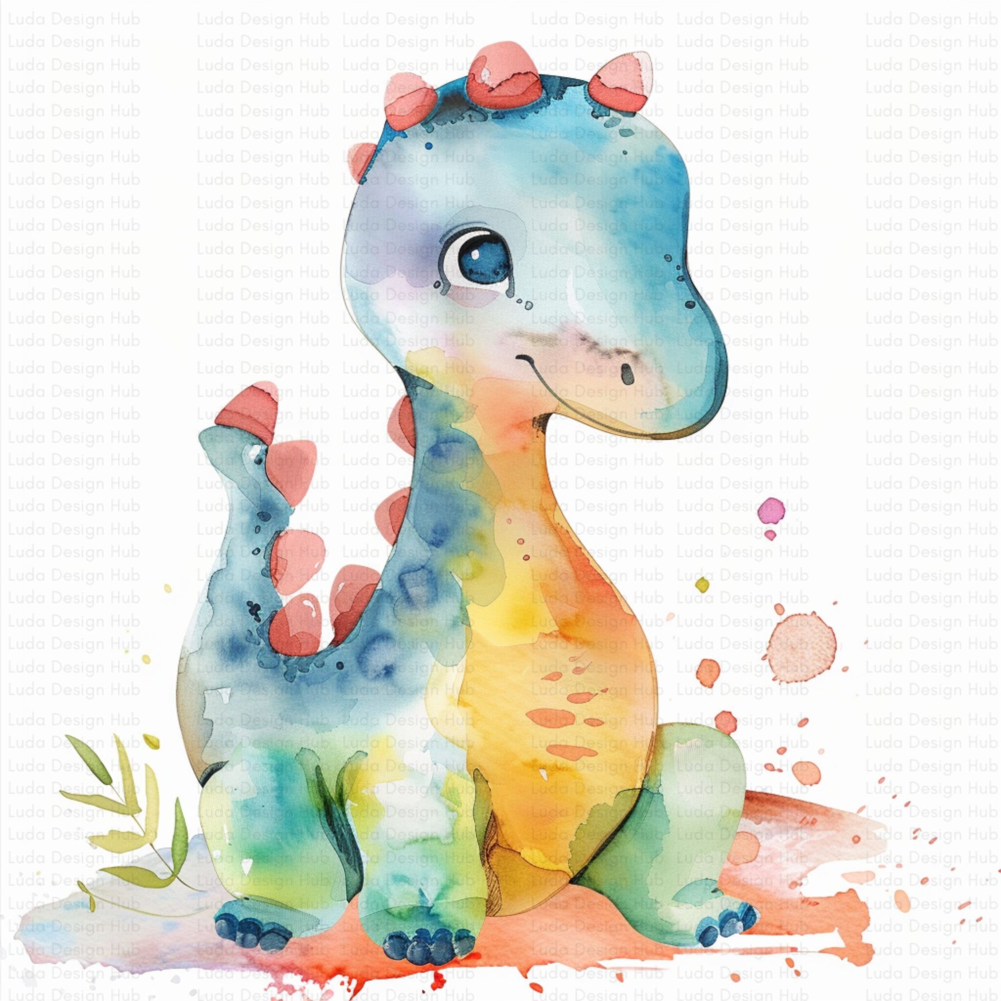 12 Nursery Dinosaur Clipart, Baby Dinosaur, Printable Watercolor ...