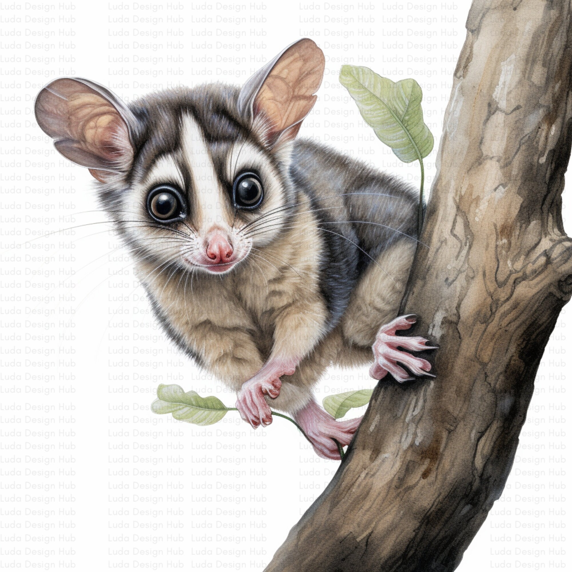 Cute Agile Baby Sugar Glider Clipart: 10 Watercolor Images Perfect for ...