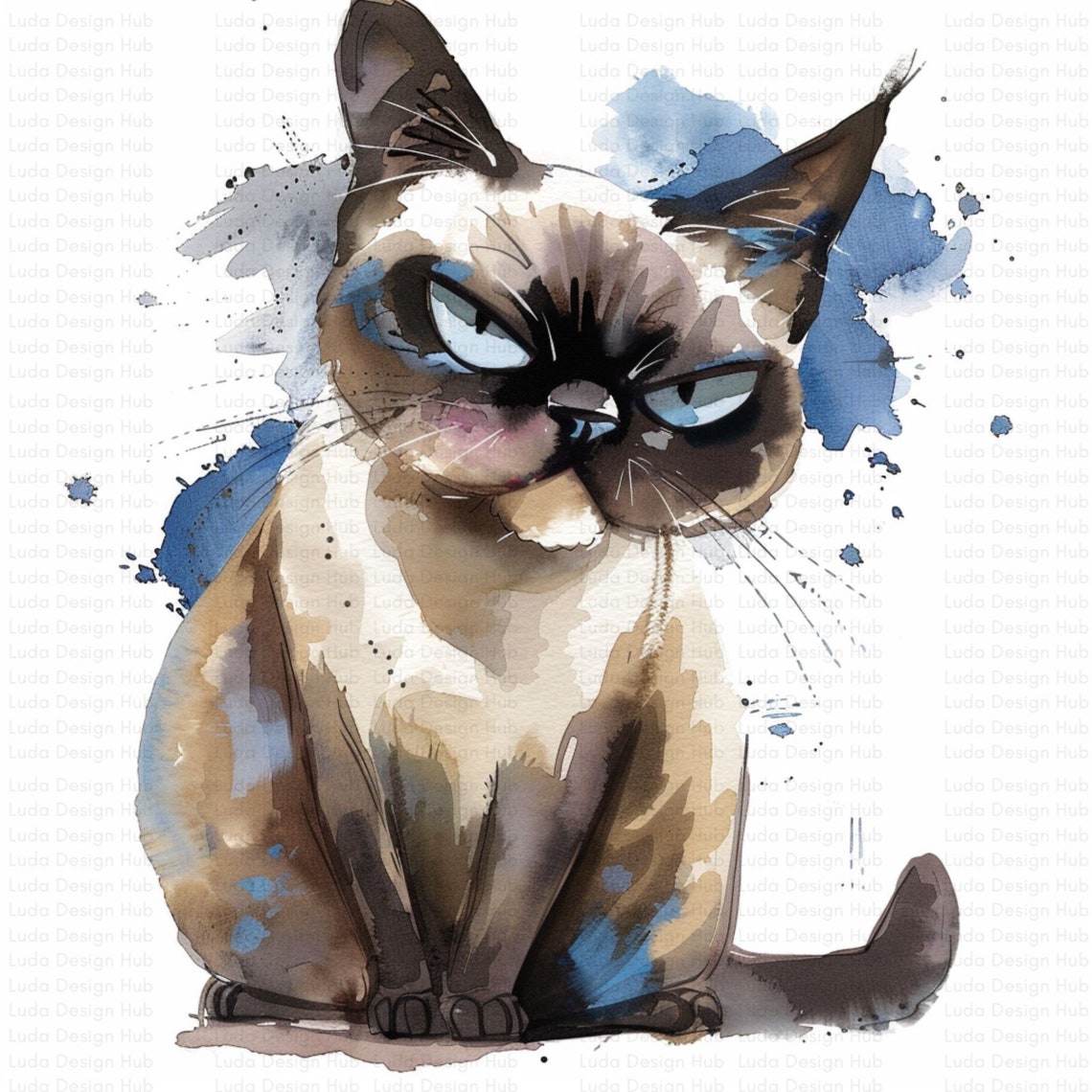 14 Grumpy Siamese Cat Clipart, Cat Clipart, Digital Download, Instant ...