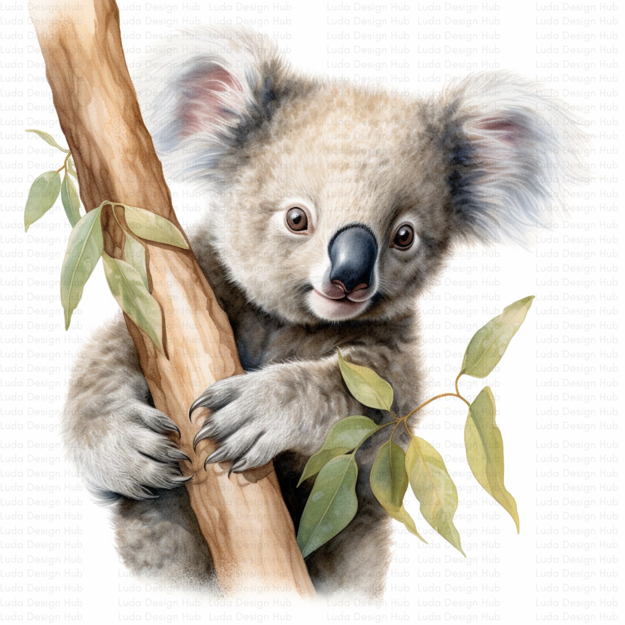 Cute Watercolor Baby Koala Clipart Digital Download, Australian ...