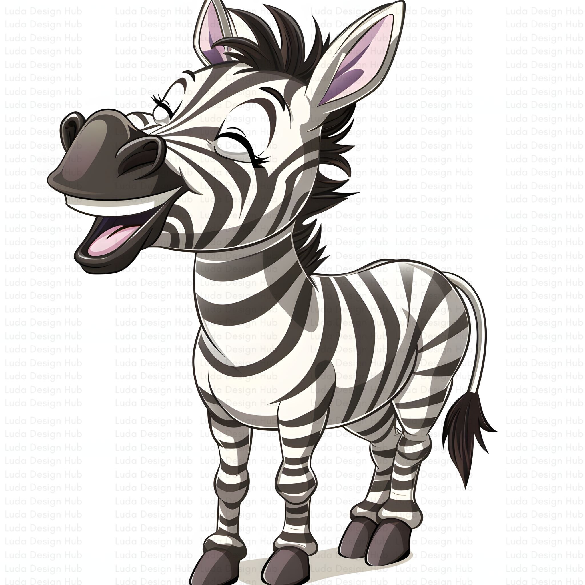 Cute Happy Laughing Zebra Clipart for Commercial Use - Adorable Zebra ...