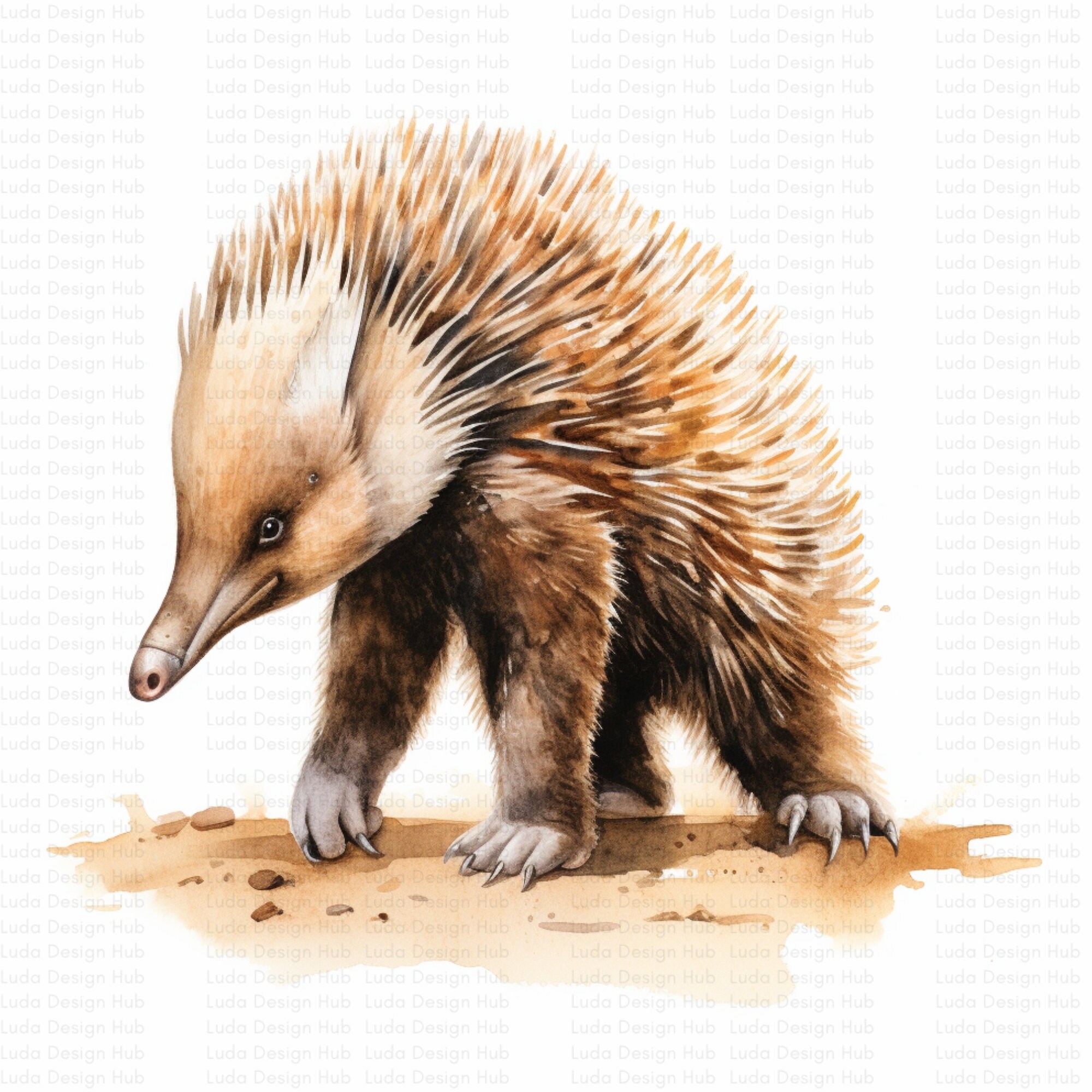 Watercolor Baby Echidna Clipart: Australian Animal Art (digital ...