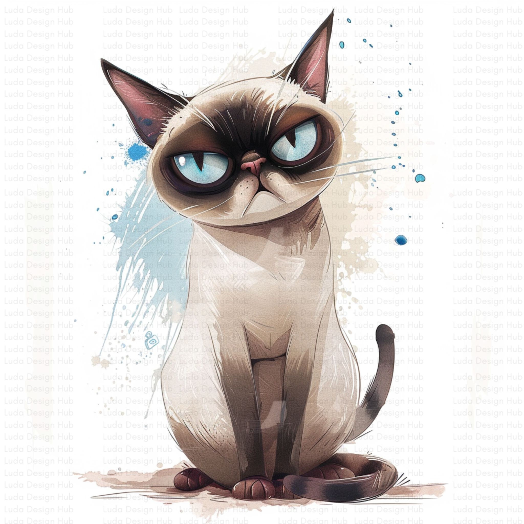 14 Grumpy Siamese Cat Clipart, Cat Clipart, Digital Download, Instant Download, Scrapbooking ...