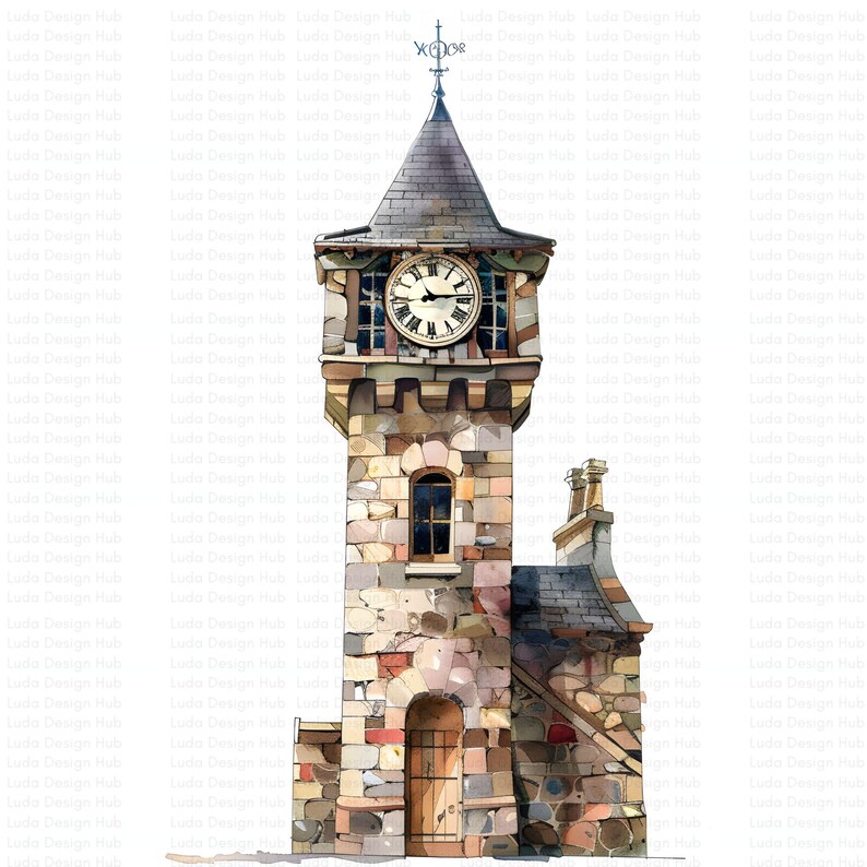 Stone Clocktower Clipart: Old English Historical Image (pngs) - Etsy