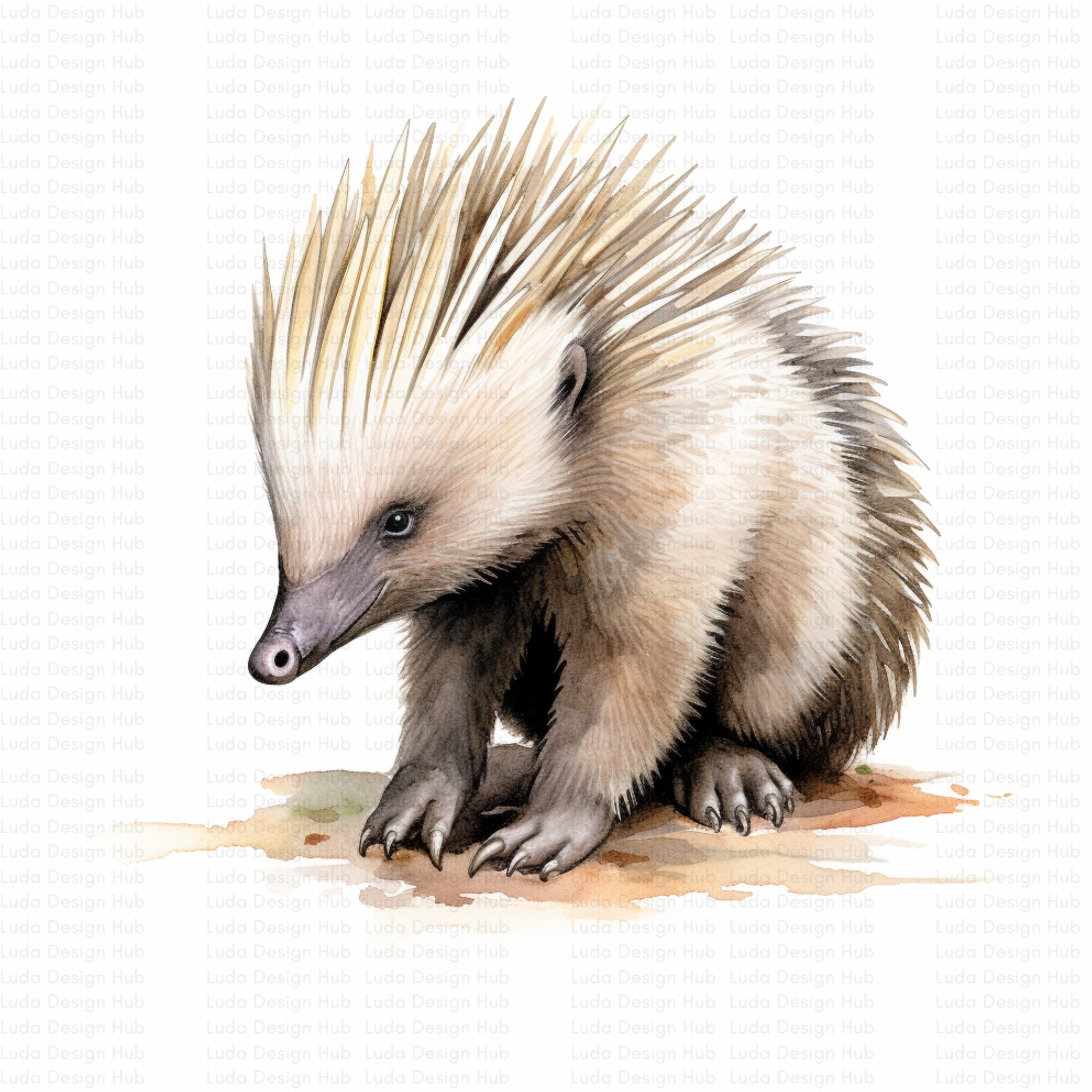 Cute Watercolor Baby Echidna Clipart Digital Download, Australian ...