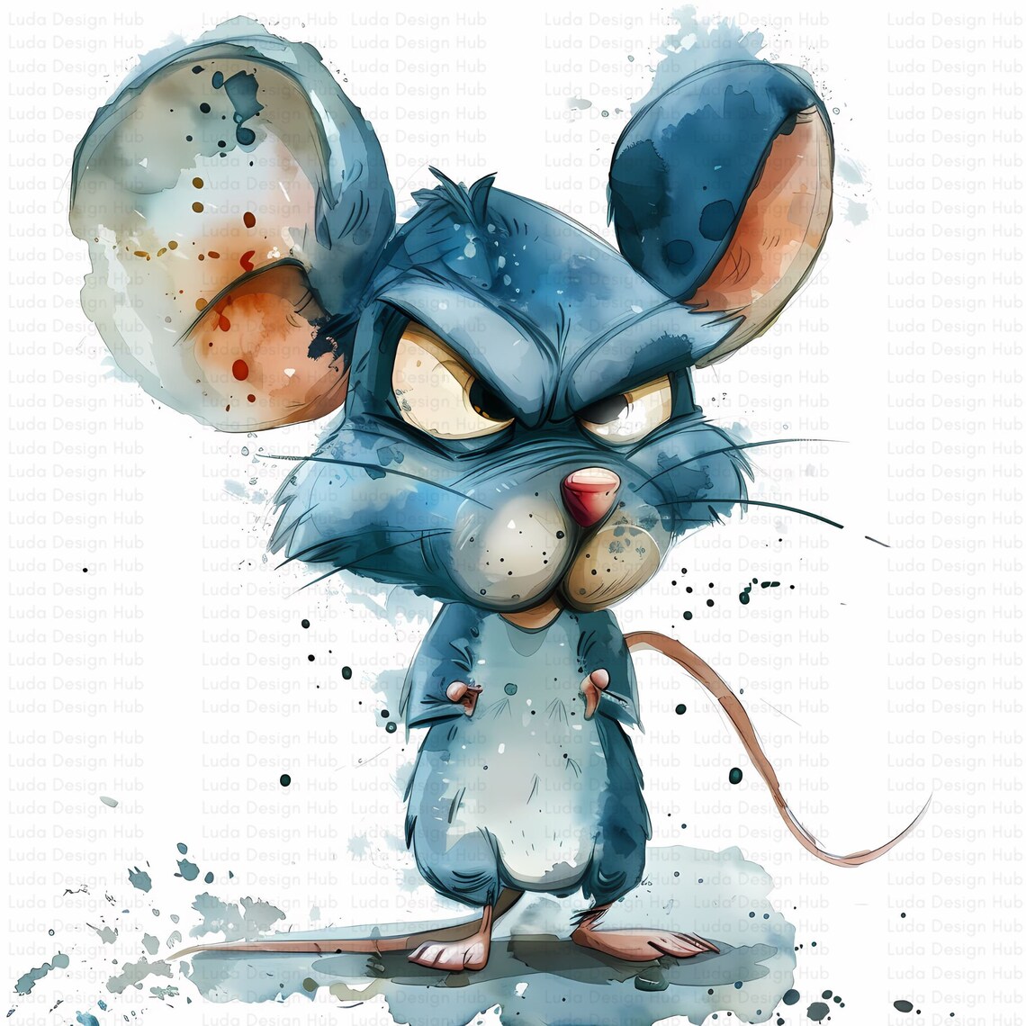 12 Grumpy Mice Clipart, Cute Fluffy Mice, Digital Clipart, Watercolor Clipart, High Quality JPG ...
