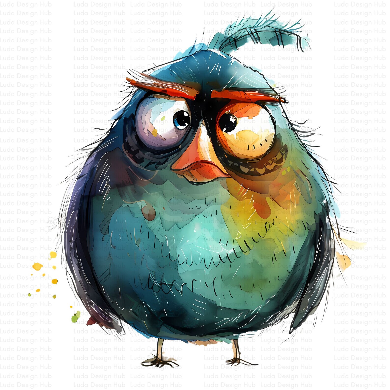 14 Grumpy Birds Clipart Collection , Premium Watercolor Clipart, High ...