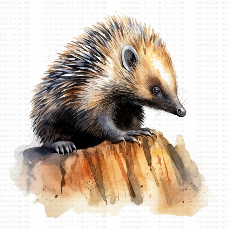 Watercolor Baby Echidna Clipart: Australian Animal Art (digital ...