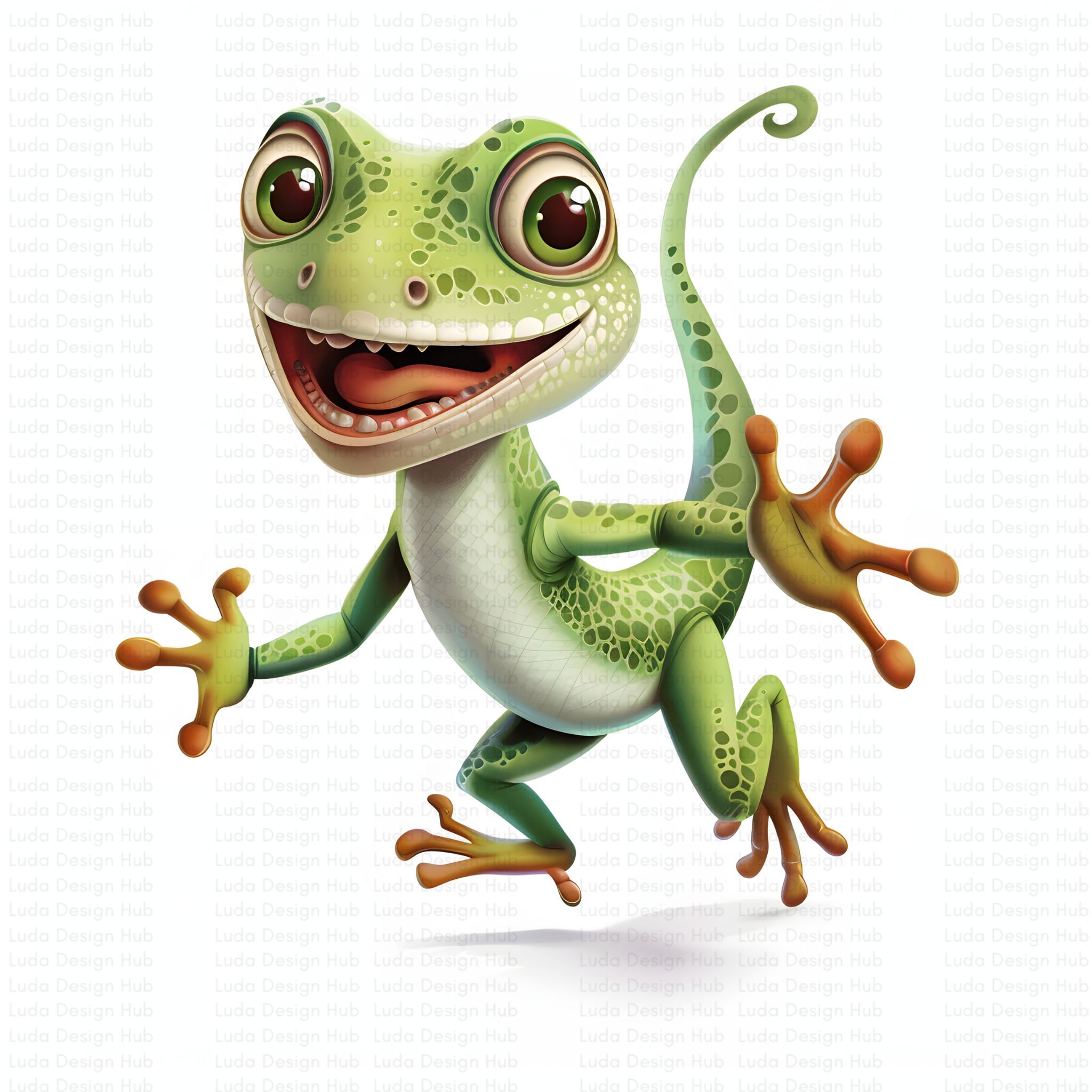 Cute Funny Green Lizard Clipart for Commercial Use - Lizard Images for ...