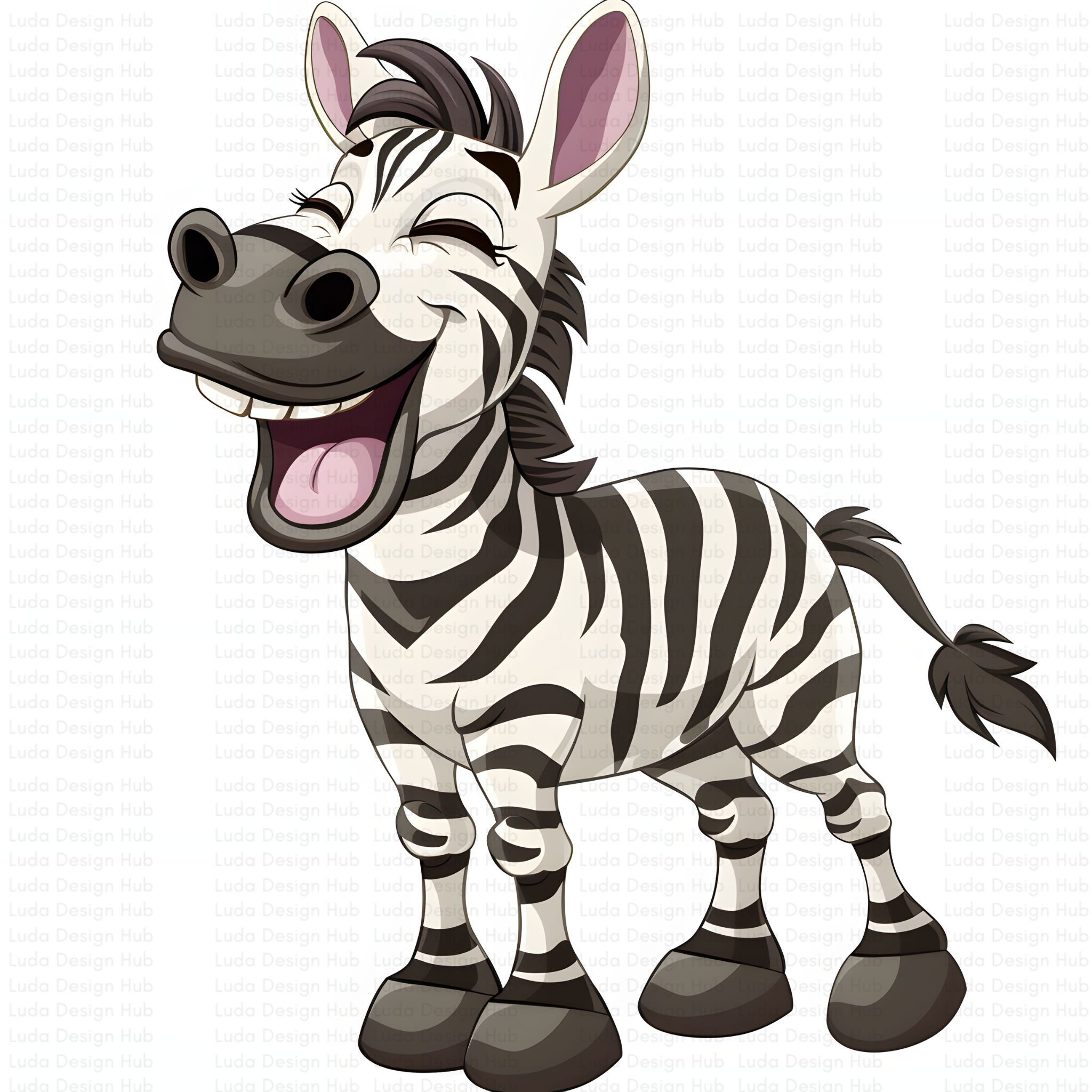 Cute Happy Laughing Zebra Clipart for Commercial Use - Adorable Zebra ...