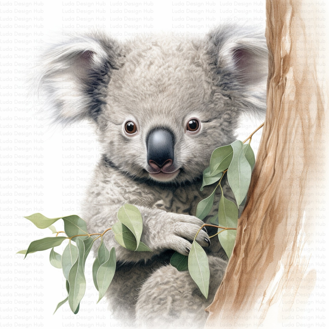 Cute Watercolor Baby Koala Clipart Digital Download, Australian ...