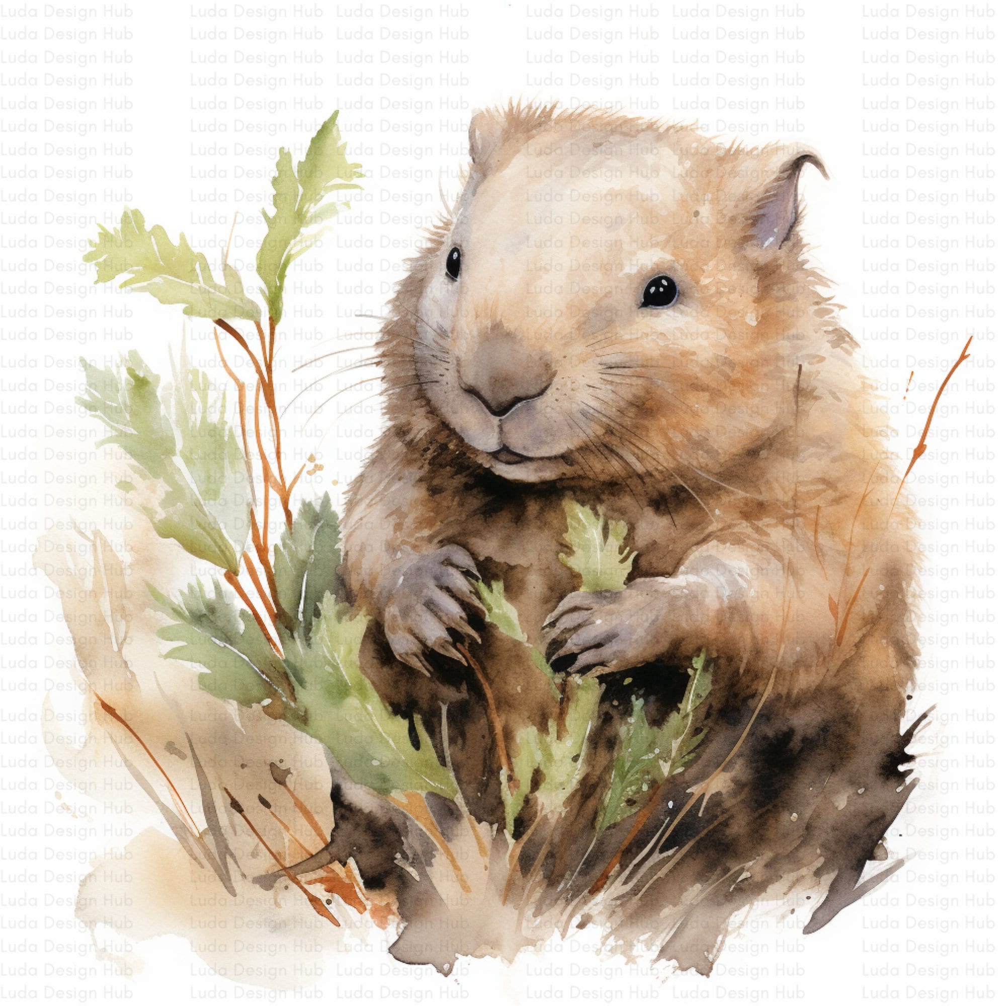 Cute Watercolor Baby Wombat 12 Watercolor Clipart 12 Watercolor ...
