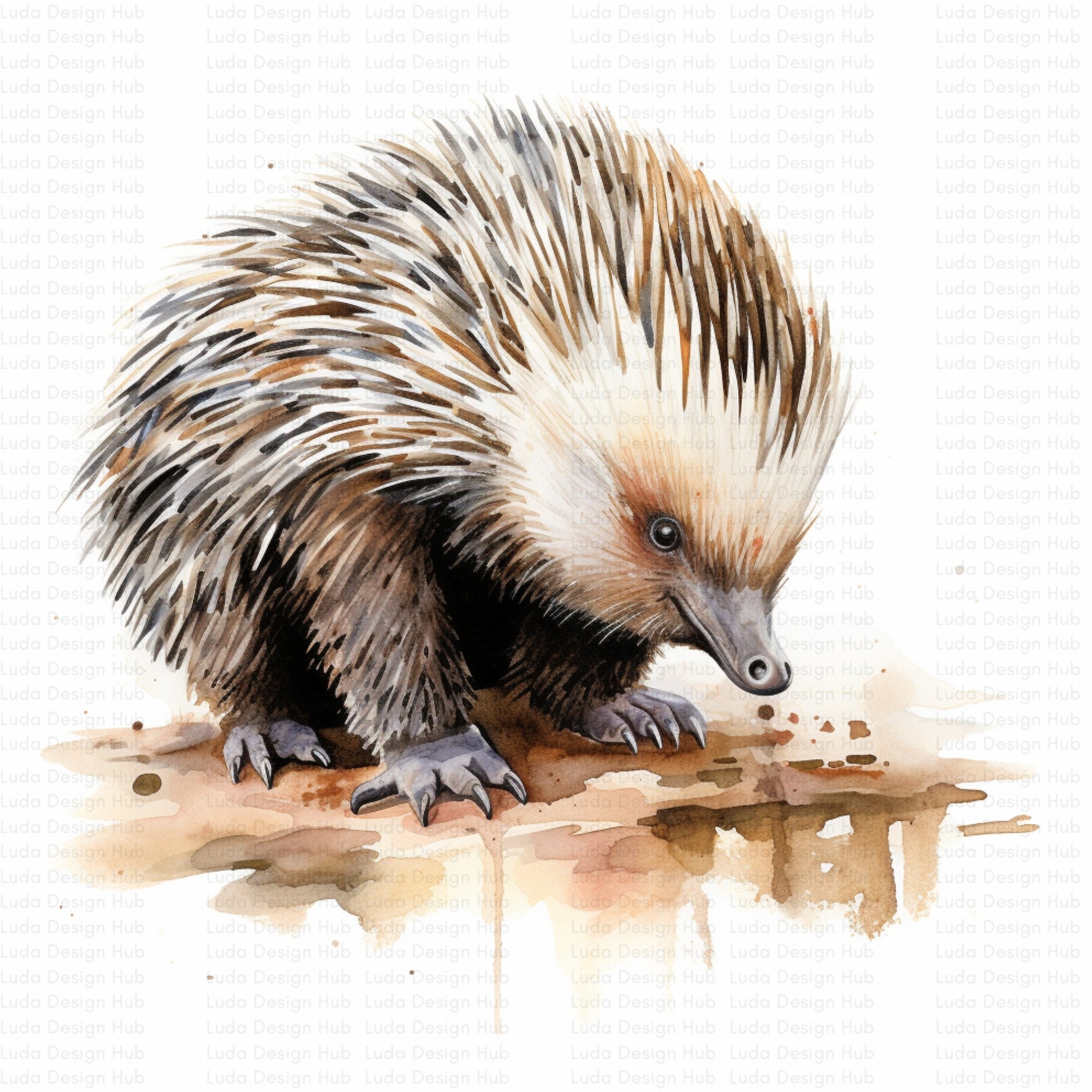 Cute Watercolor Baby Echidna Clipart Digital Download, Australian ...