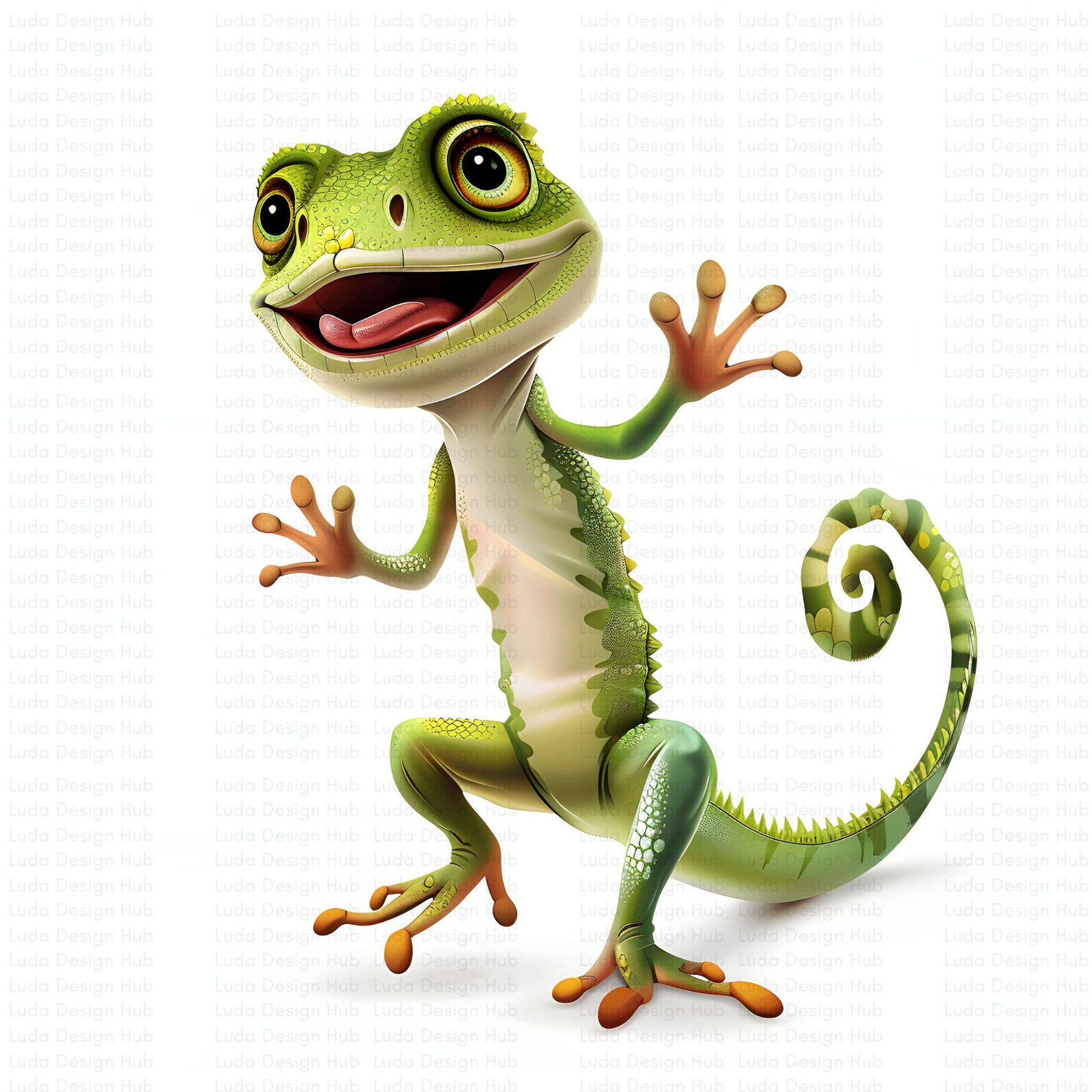 Cute Funny Green Lizard Clipart for Commercial Use - Lizard Images for ...