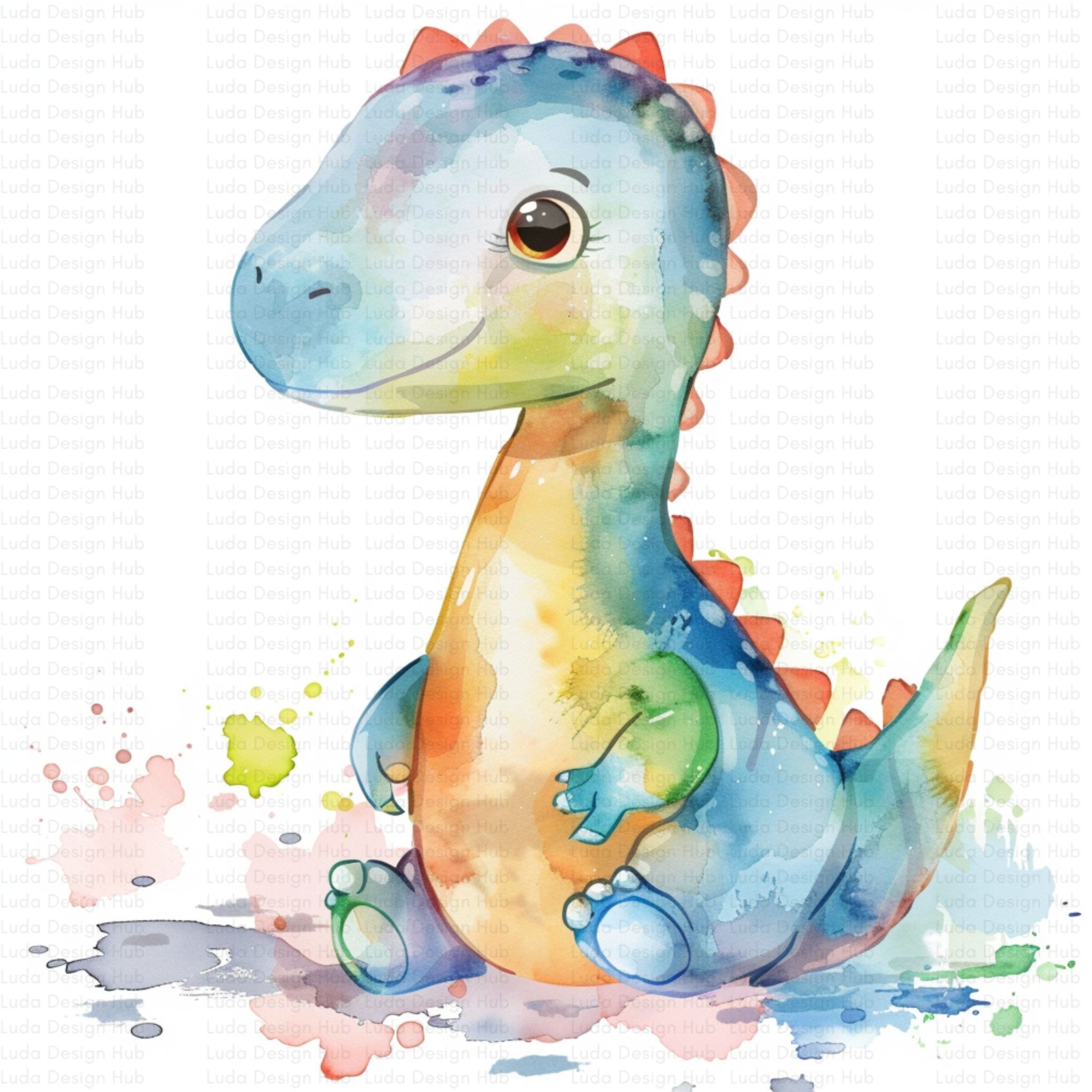 12 Nursery Dinosaur Clipart, Baby Dinosaur, Printable Watercolor ...